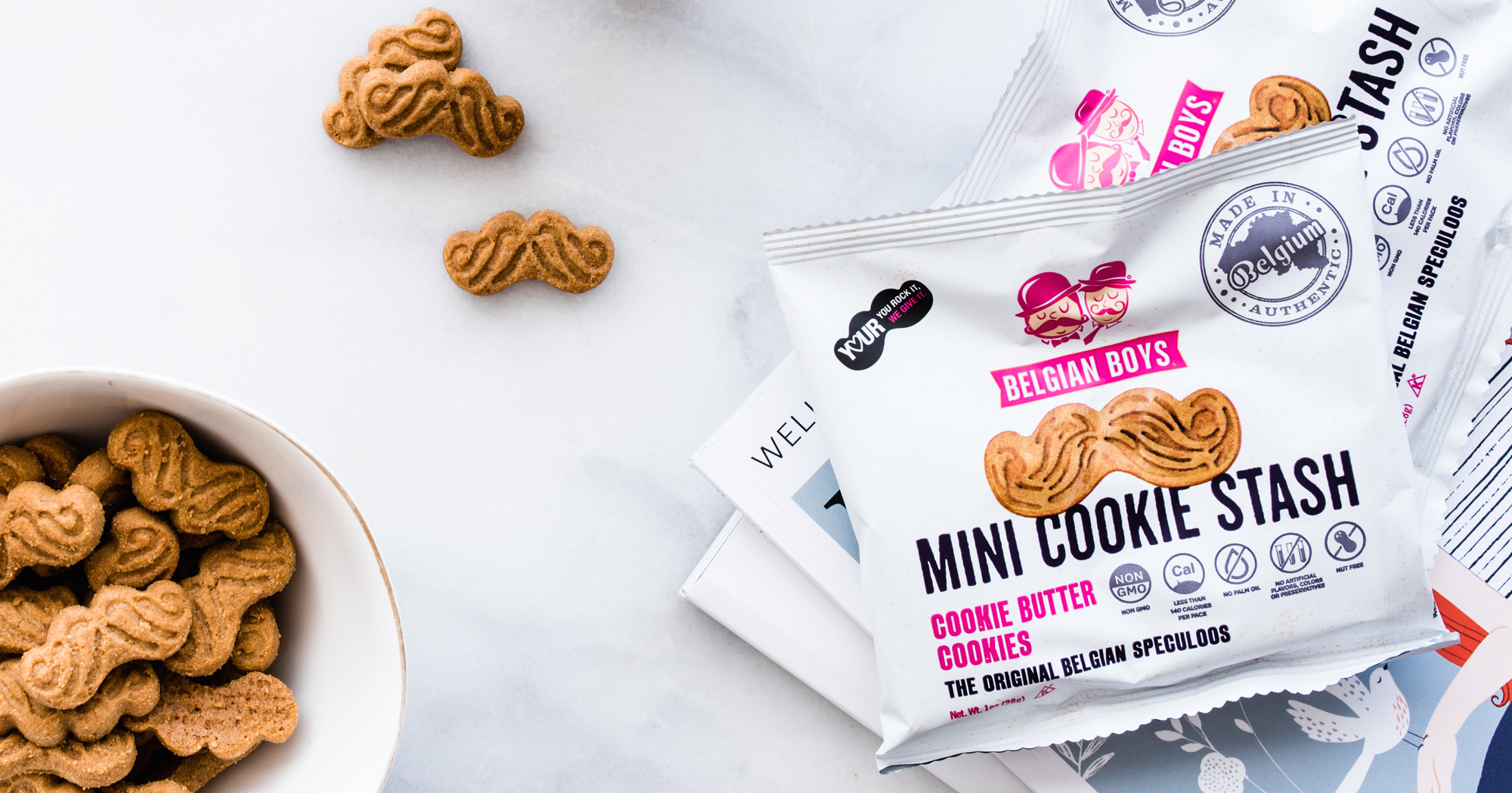 Belgian Boys Launches Mini Mustache-Shaped Cookie Butter Cookies | Nosh.com